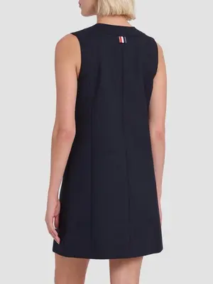Thom Browne V-neck Wool Cardigan Minidress