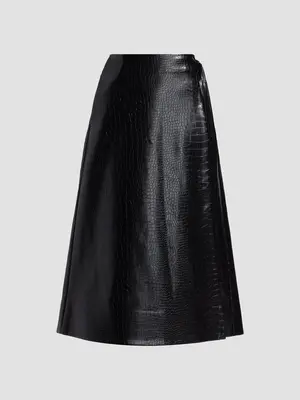 TOCCIN Beatrice Faux Leather Wrap Skirt