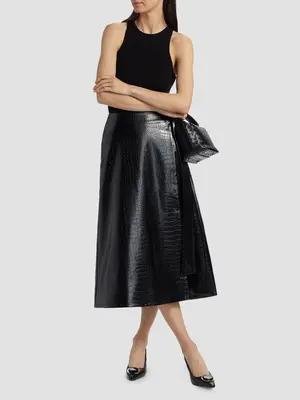 TOCCIN Beatrice Faux Leather Wrap Skirt
