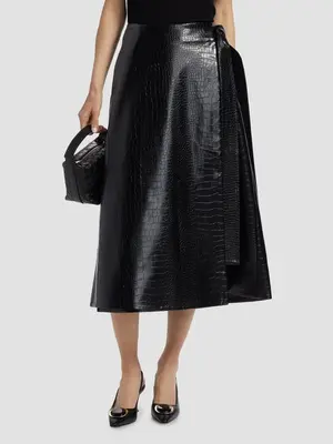 TOCCIN Beatrice Faux Leather Wrap Skirt