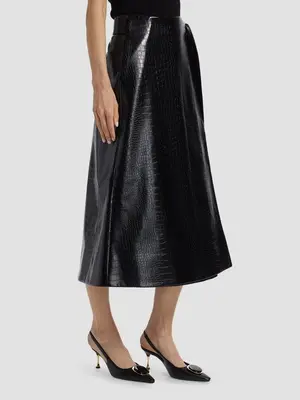 TOCCIN Beatrice Faux Leather Wrap Skirt