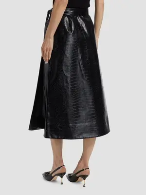 TOCCIN Beatrice Faux Leather Wrap Skirt