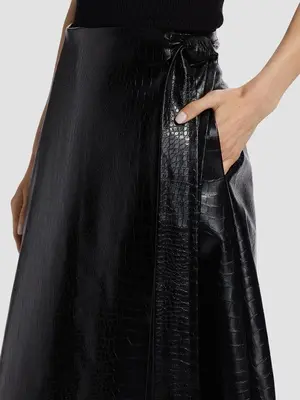 TOCCIN Beatrice Faux Leather Wrap Skirt