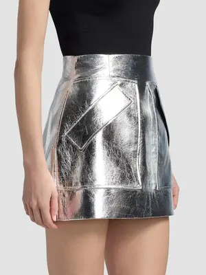 AKNVAS Cherry Metallic-finish A-line Miniskirt