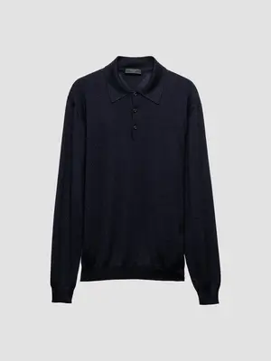 Prada Cashmere And Silk Polo Shirt - Blue