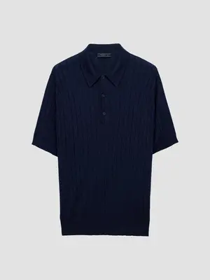 Prada Cashmere And Silk Polo Shirt - Blue