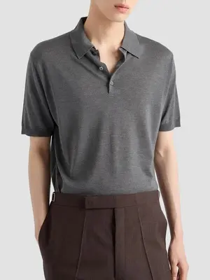 Prada Cashmere And Silk Polo Shirt - Grey