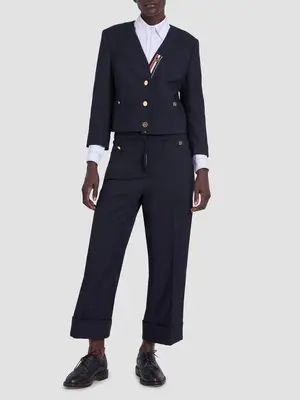 Thom Browne V-neck Wool Cardigan Jacket
