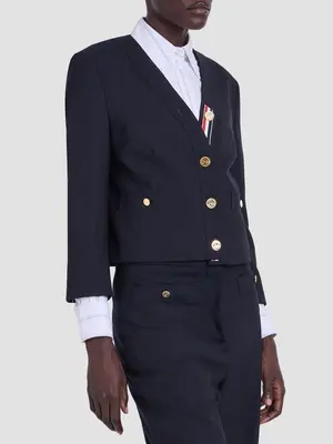 Thom Browne V-neck Wool Cardigan Jacket