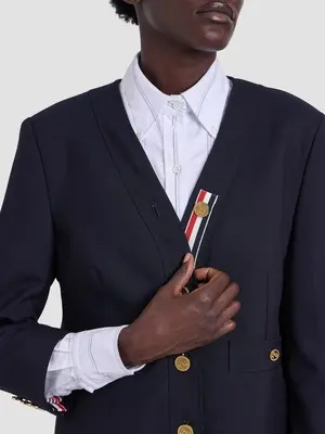Thom Browne V-neck Wool Cardigan Jacket
