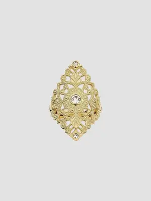 Ramy Brook Medallion Filagree Laya Goldtone & Cubic Zirconia Ring