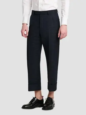 Thom Browne Windowpane Check Cotton-wool Suiting Trousers