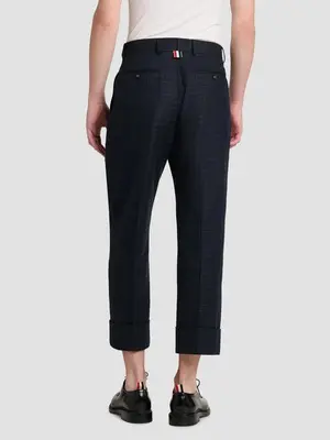 Thom Browne Windowpane Check Cotton-wool Suiting Trousers