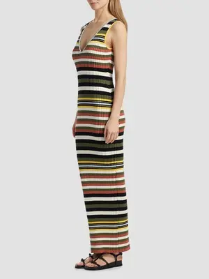 TOCCIN Bowie Striped V-neck Midi-dress