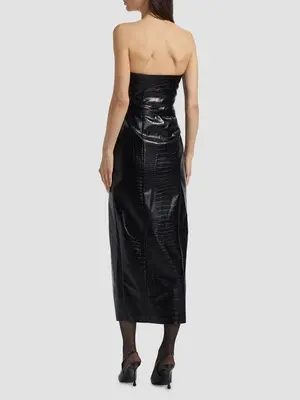 TOCCIN Vivian Bandeau Croc-embossed Midi-dress
