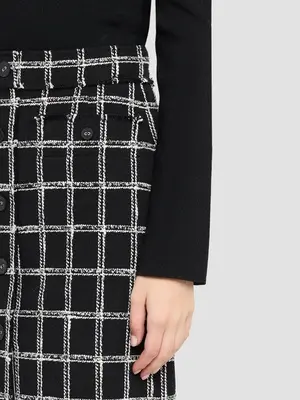 Thom Browne Windowpane Tweed Cardigen Midi Skirt