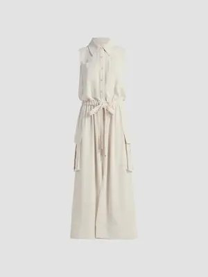 Ramy Brook Payton Drawstring-waist Sleeveless Midi-dress - Bone