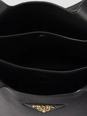 Prada Small Leather Tote Bag - Black