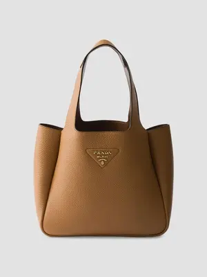 Prada Small Leather Tote Bag - Brown