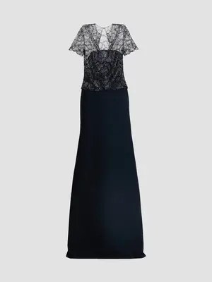 Naeem Khan Beaded Bodice Trumpet Gown