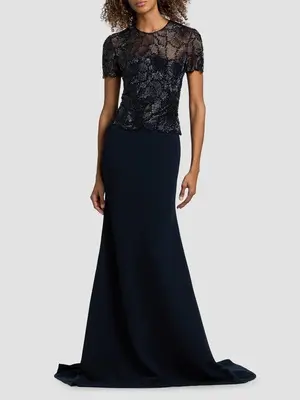 Naeem Khan Beaded Bodice Trumpet Gown