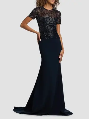 Naeem Khan Beaded Bodice Trumpet Gown