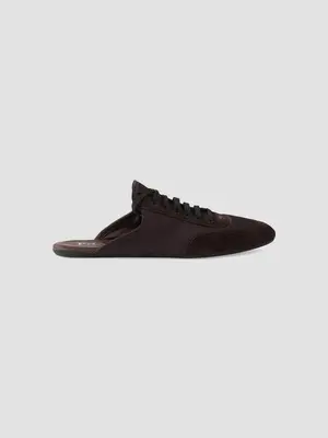 Prada Collapse Re-nylon And Suede Mules - Brown