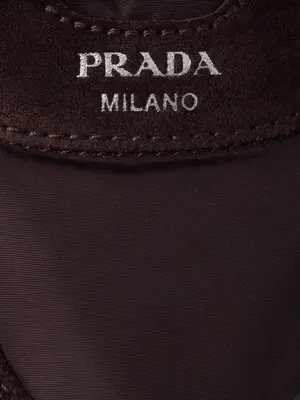 Prada Collapse Re-nylon And Suede Mules - Brown