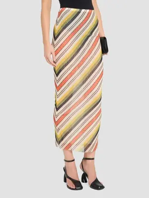 JEAN PAUL GAULTIER Retro Stripe Mesh Maxi Skirt