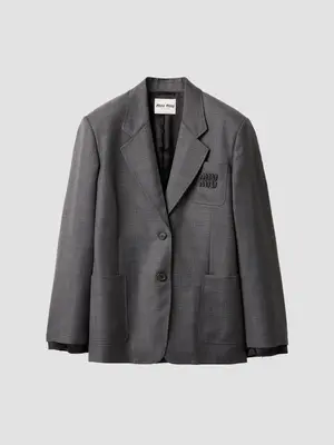 Miu Miu Prince Of Wales Checked Wool Blazer