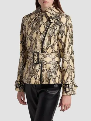 TOCCIN Brando Snake-embossed Faux Leather Biker Jacket
