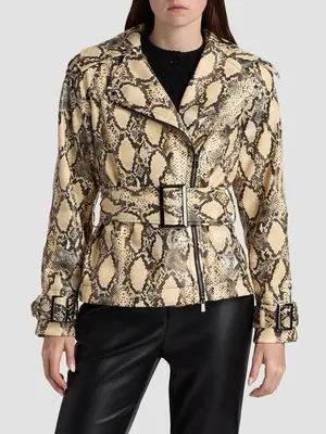 TOCCIN Brando Snake-embossed Faux Leather Biker Jacket