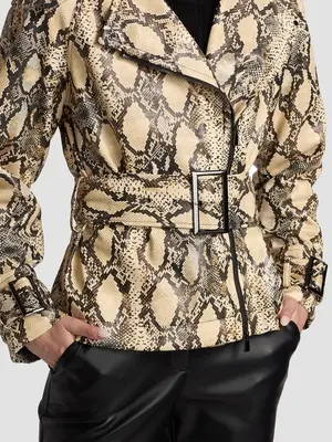 TOCCIN Brando Snake-embossed Faux Leather Biker Jacket