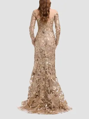 Elie Saab Raffia Embroidered Gown