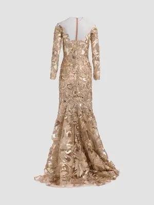 Elie Saab Raffia Embroidered Gown