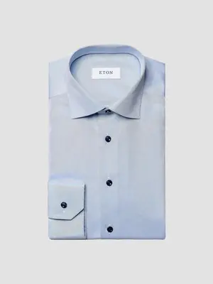 Eton Slim-fit Cotton Twill Button-front Shirt - Blue