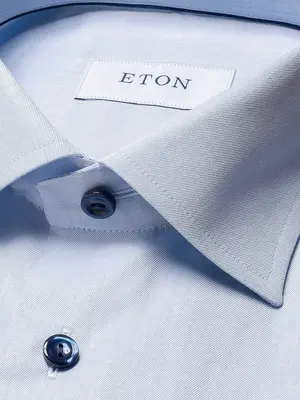 Eton Slim-fit Cotton Twill Button-front Shirt - Blue