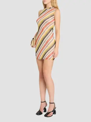 JEAN PAUL GAULTIER Retro Stripe Mesh Mini Dress