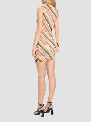 JEAN PAUL GAULTIER Retro Stripe Mesh Mini Dress