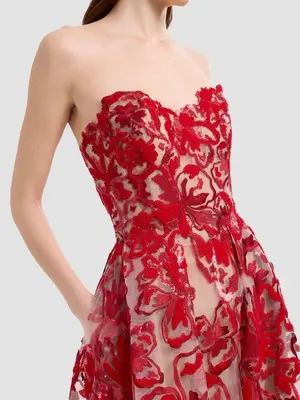 Elie Saab Velvet & Sequins Embroidered Tulle Gown