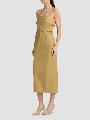 TOCCIN Theodora Belted Cotton Midi-dress