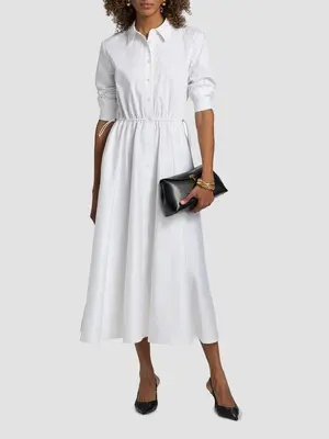 TOCCIN Anika Poplin Drawstring Midi-shirtdress - Optic