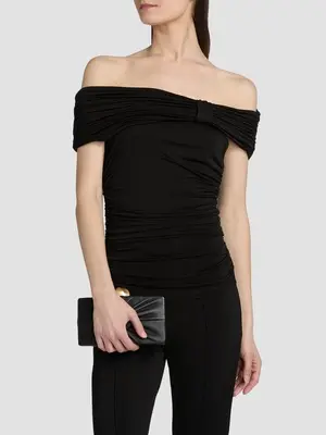 TOCCIN Teagan Ruched Knit Off-the-shoulder Top