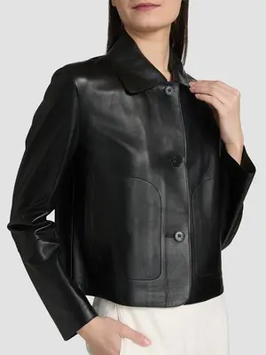 ARMA Emy Leather Crop Jacket - Black