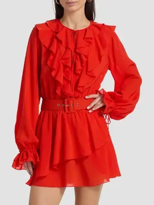 TOCCIN Elma Ruffled Belted Minidress