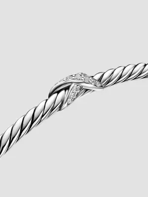 David Yurman Micro Cable Flex X Bracelet In Sterling - Diamond