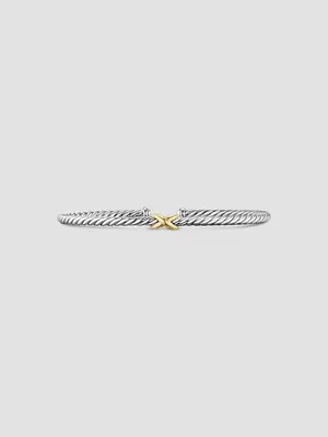 David Yurman Micro Cable Flex X Bracelet In Sterling Silver Silver