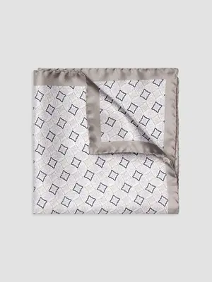 Eton Geometric Silk Pocket Square - Grey