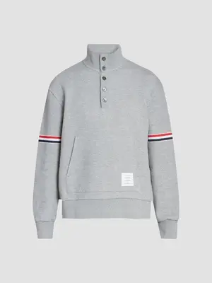 Thom Browne Rwb Engineered Stripe Loopback Sweatshirt - Light Grey