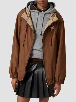 Miu Miu Technical Fabric Hoodie Jacket
